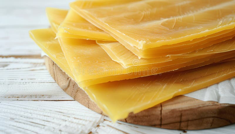 Natural Organic Beeswax Sheets on White Wooden Table, Closeup Stock ...