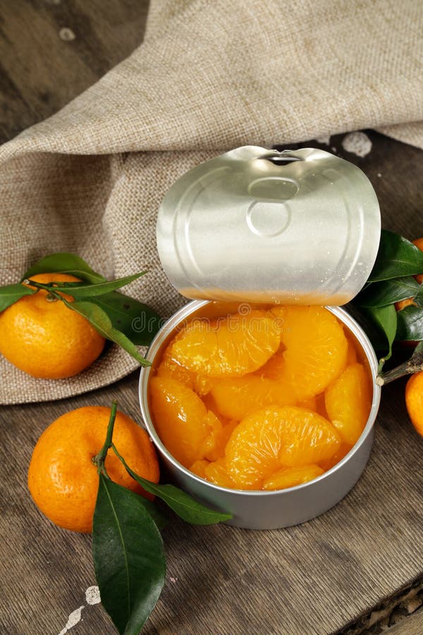 Natural Organic Canned Mandarin (orange) Stock Photo - Image of piece ...