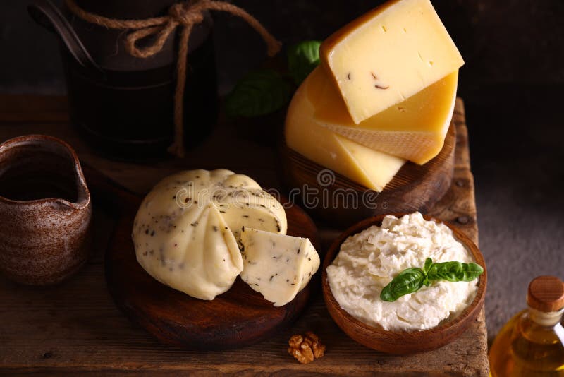 Natural Organic Cheese, Assorted Stock Photo - Image of homemade ...