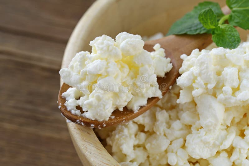 Natural Organic Cottage Cheese Stock Photo - Image of wood, cheese ...
