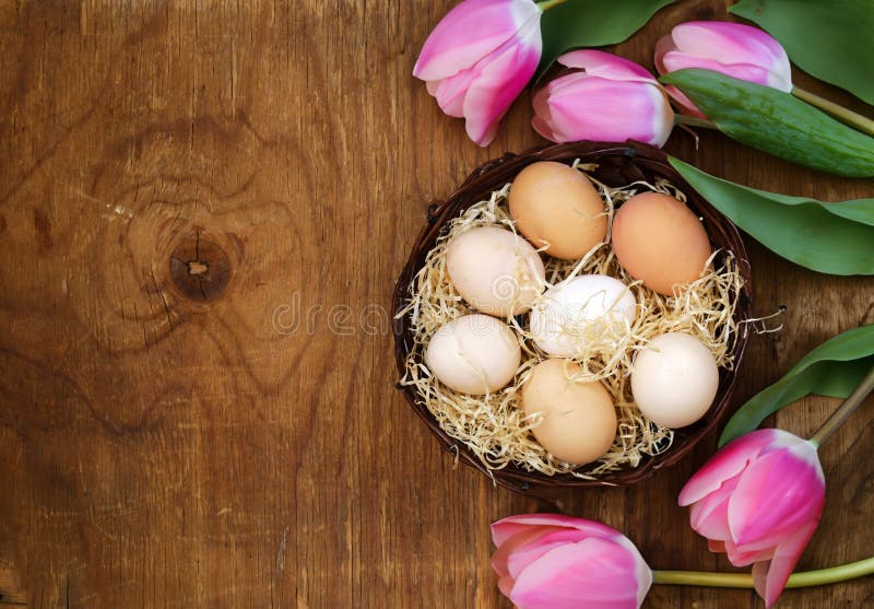 Organic Eggs, Rustic Style Easter Stock Image - Image of product ...