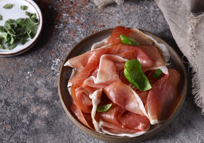 Meat Delicacy Jamon Ham Prosciutto Stock Photo - Image of tasty ...