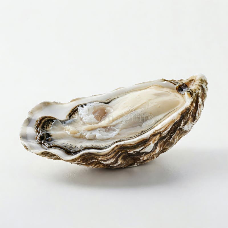 Natural Oyster Isolated on White Background Front View Stock ...