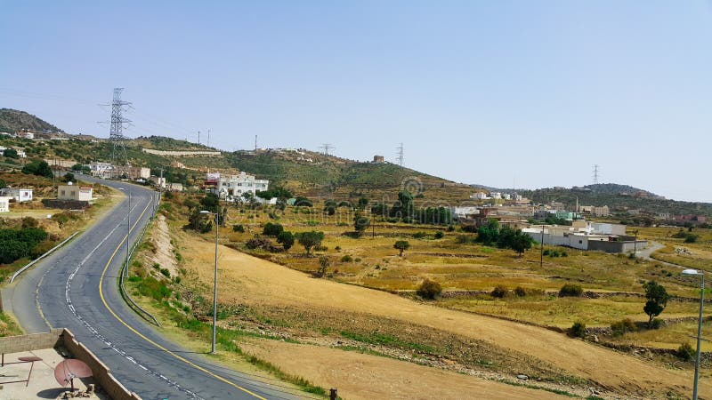 The Highway is in Green Farms in Abha Al Souda Stock Photo - Image of ...