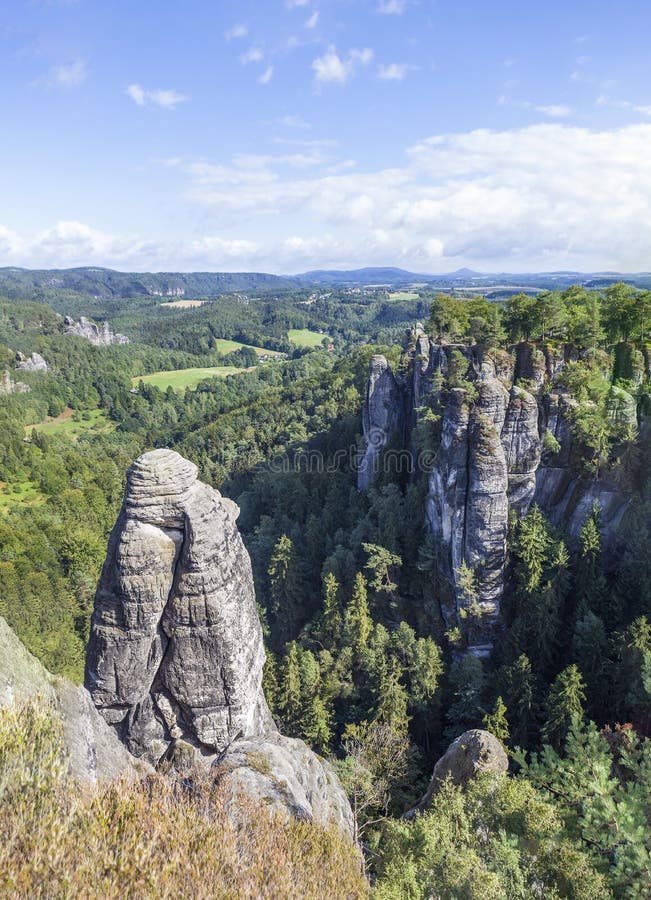 Natural Park Bastei. Saxony. Germany. Stock Image - Image of mountains ...