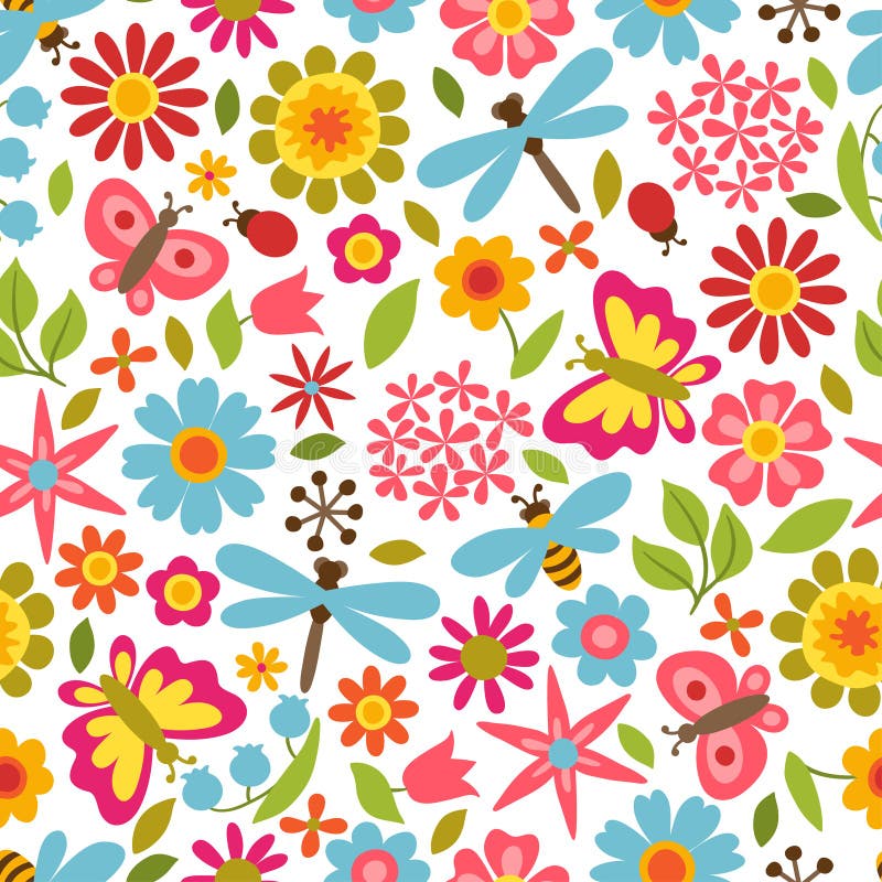 Natural Set Of Beautiful Flowers, Beetles And Stock Vector ...