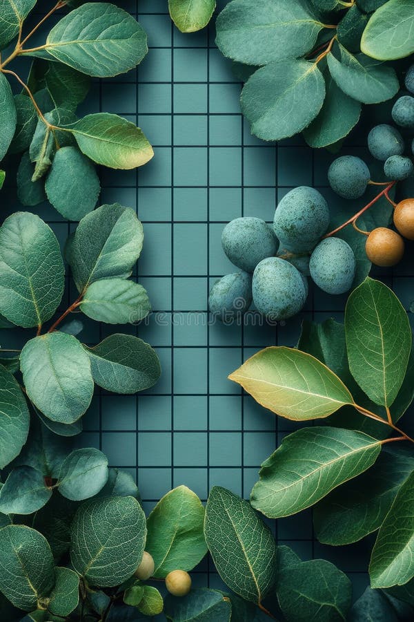 Natural Patterns Greenery Overlaid Clean Geometric Grid Blending ...