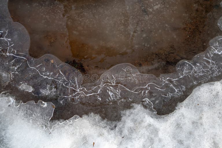 Natural Patterns of Ice in a Puddle Stock Image - Image of pattern ...