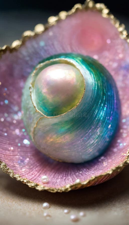 Natural Pearls Inside a Shell. Selective Focus. Generative AI, Stock ...