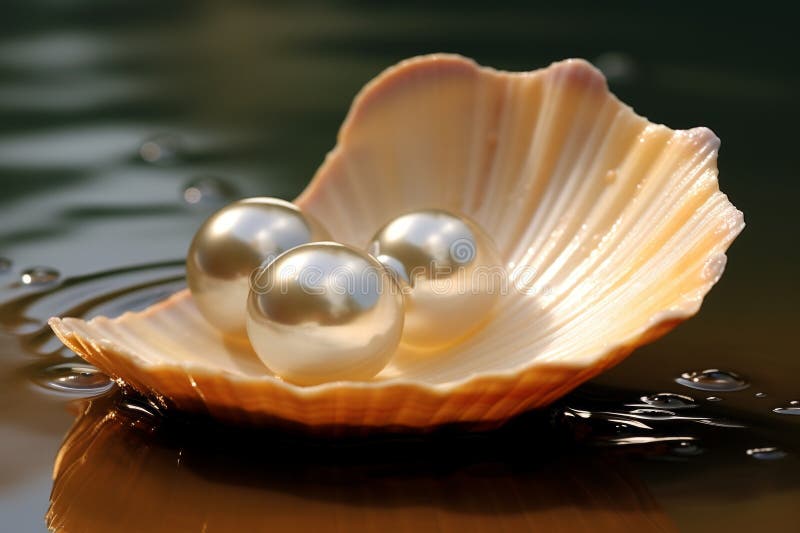A Natural Pearls Inside the Smooth Shell of a Mollusk Stock ...