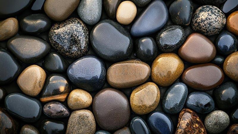 Natural Pebble Texture Background with Smooth, Rounded Stones Arranged ...