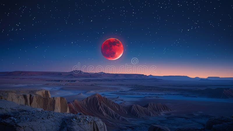 Natural Phenomena, the Night Sky is Bathed in Deep Red Hues during the ...