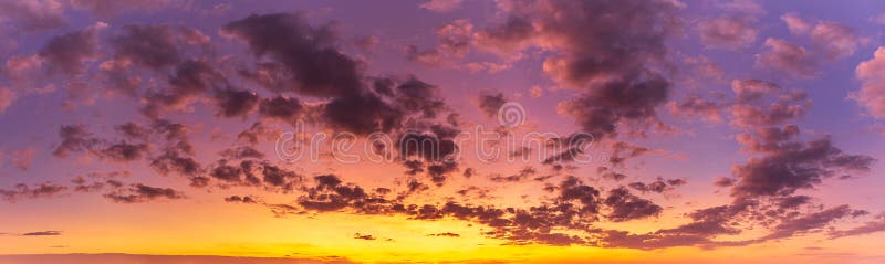 Natural Phenomena Panorama Background of Twilight Sky Cover with Fluffy ...