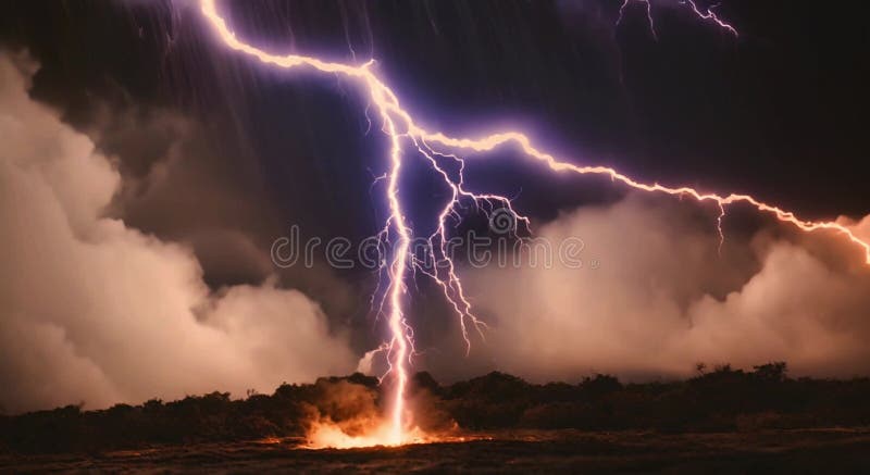 Natural Phenomenon of Lightning Flashing Light Lightning Strikes the ...