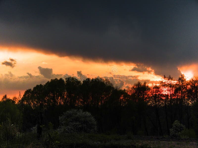 Natural Phenomenon of the Sunset Silence Stock Image - Image of wood ...