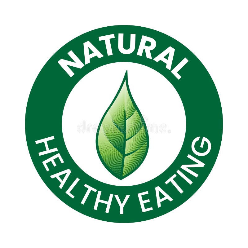 Natural Plant Based Round Icon with an Engraved Green Leaf Stock Vector ...