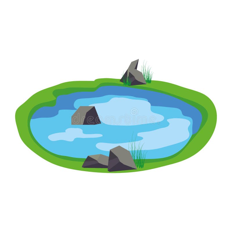 A Natural Pond on White Background Illustration Stock Illustration ...