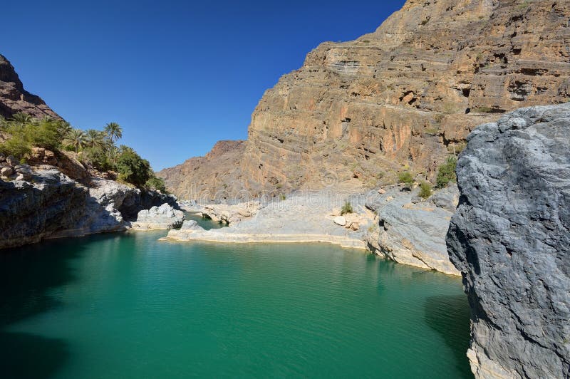 Natural Pool between the Mountains in Oman Stock Image - Image of ...