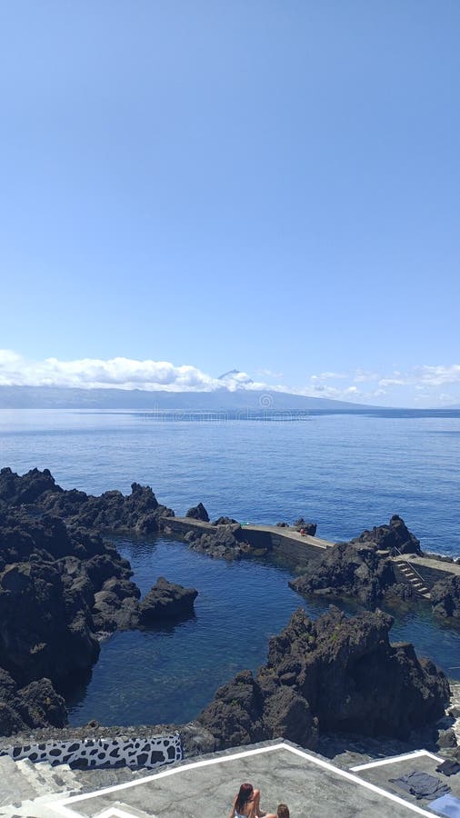 Natural Pool, Ocean, Volcanic Rocks and Sky Stock Photo - Image of ...