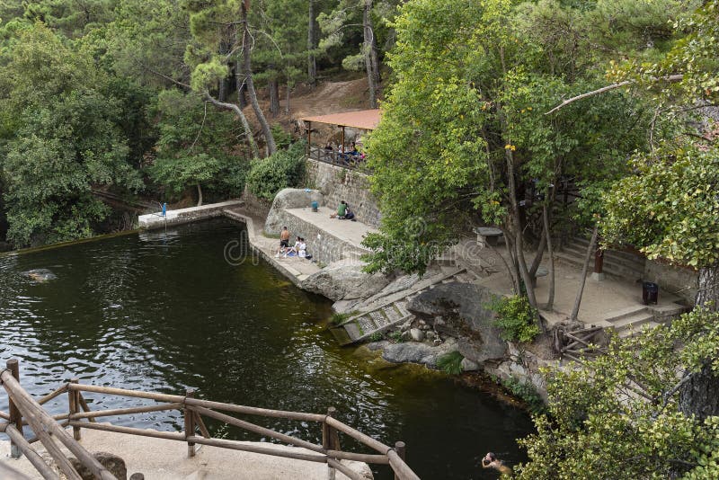Natural Pool in Piedralaves Stock Photo - Image of open, touristic ...