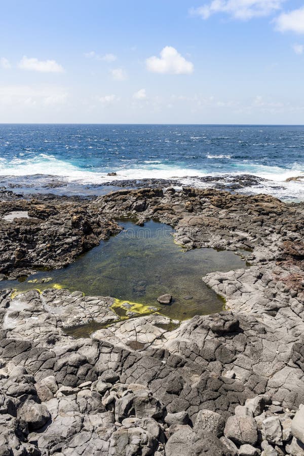 Natural Pools Charcones in Lanzarote, Canary Islands, Spain Stock Image ...