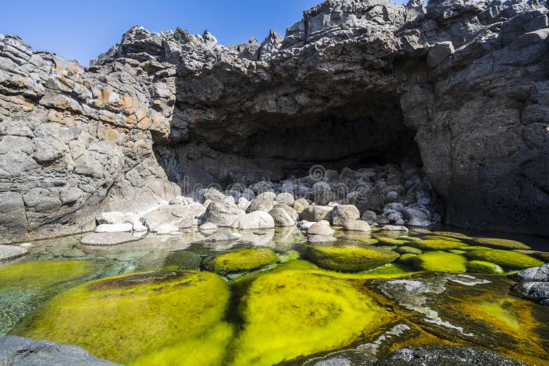 Natural Pools Charcones in Lanzarote, Canary Islands, Spain Stock Image ...