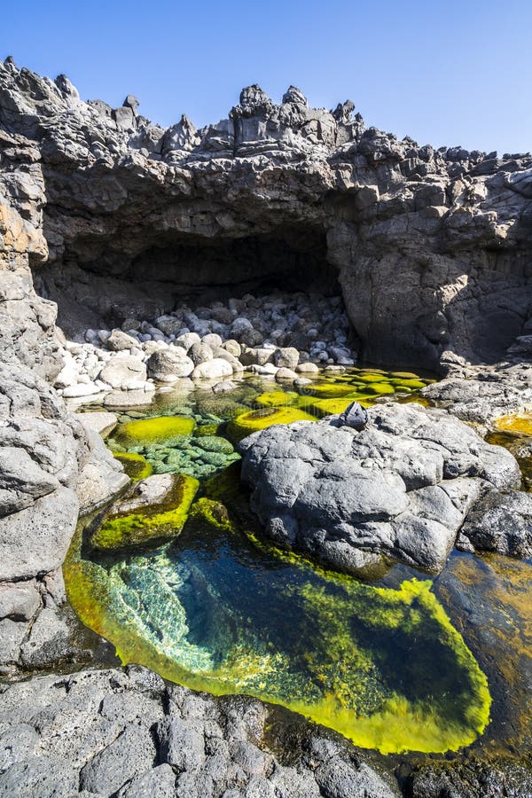 Natural Pools Charcones in Lanzarote, Canary Islands, Spain Stock Image ...