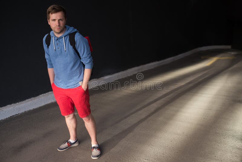 Natural Portrait of a Young Man Standing Outside Stock Image - Image of ...