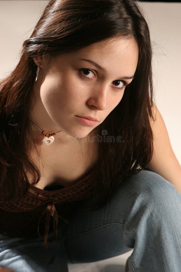 Natural pose brunette stock image. Image of deep, females - 567949