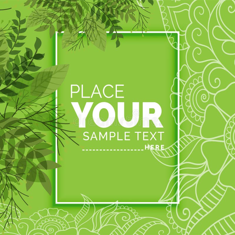 Natural Poster with Decorative Leaves and Painting Stock Vector ...