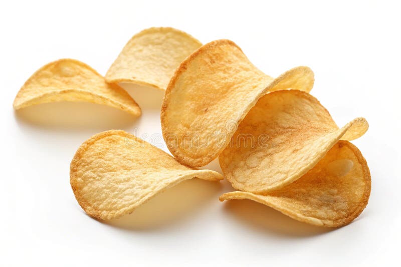 Natural Potato Chips Isolated on White Background Crispy and Light ...