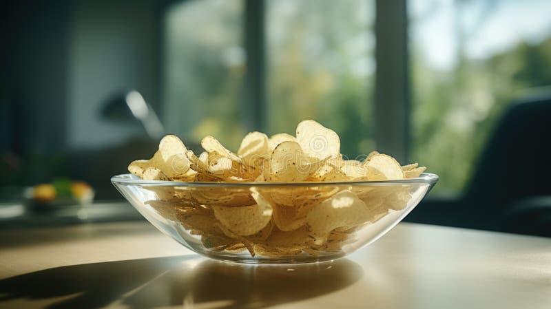 Natural Potato Chips in a Plate Stock Illustration - Illustration of ...