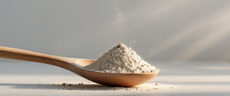 Natural Powder in Wooden Spoon Creates Rustic Kitchen Atmosphere Stock ...