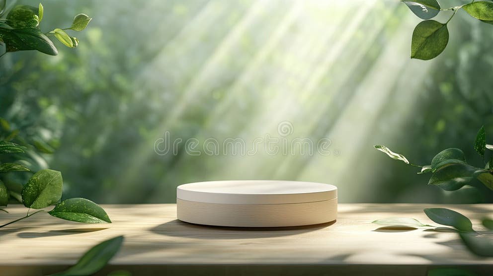 Natural Product Display Platform in Forest Setting Stock Illustration ...