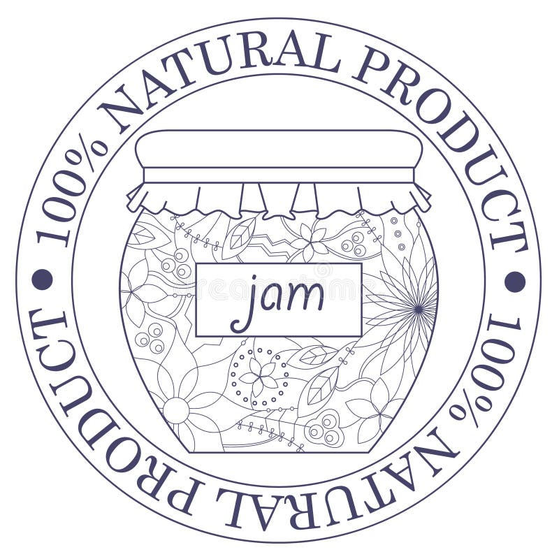 Natural Product Stamp with Jam Stock Illustration - Illustration of ...