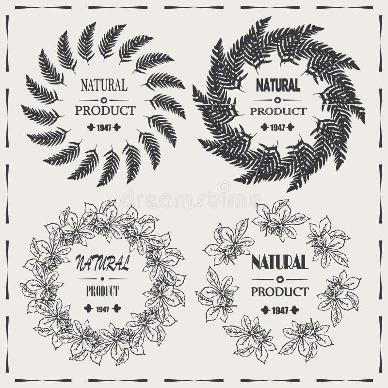 Natural Product Vintage Vector Label, Frames Design Elements Stock ...