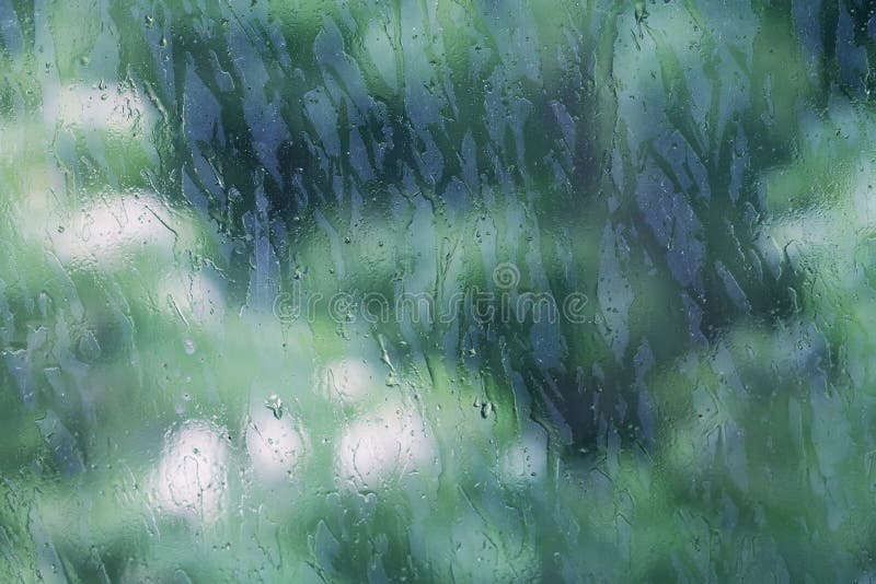 Natural Rain Drops on Window Glass Stock Photo - Image of leaking, aqua ...