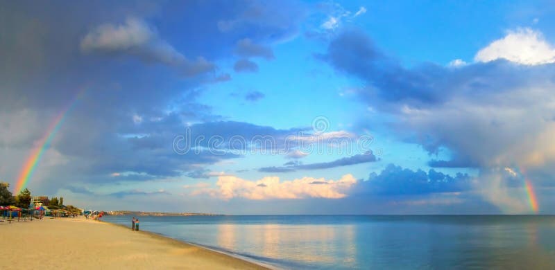 Natural Rainbow Over the Beach Stock Image - Image of cloudy, beautiful ...
