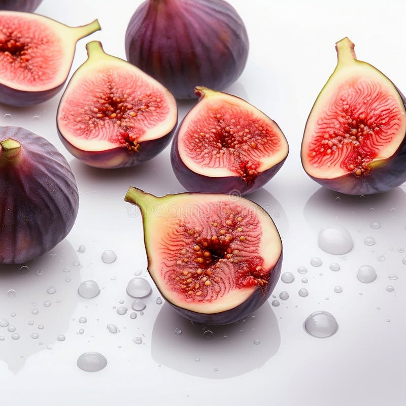 Natural Red Figs on White Background Stock Illustration - Illustration ...