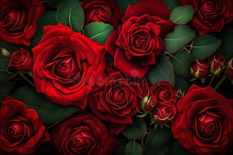 Natural Red Roses Background Stock Illustration - Illustration of ...