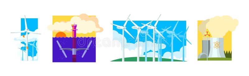 Natural Resources and Environment Power Generation Vector Set Stock ...