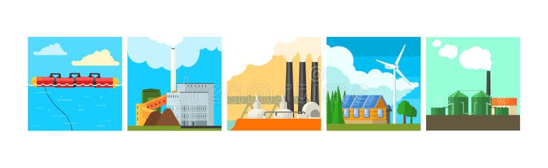 Natural Resources and Environment Power Generation Vector Set Stock ...