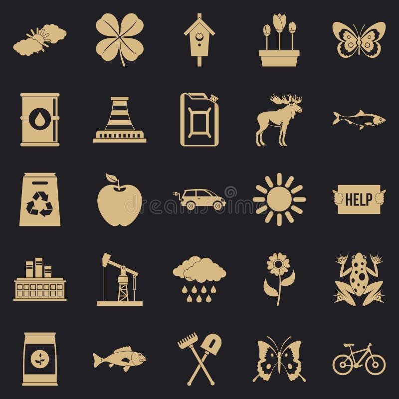 100 Natural Resources Icons Set, Simple Style Stock Vector ...