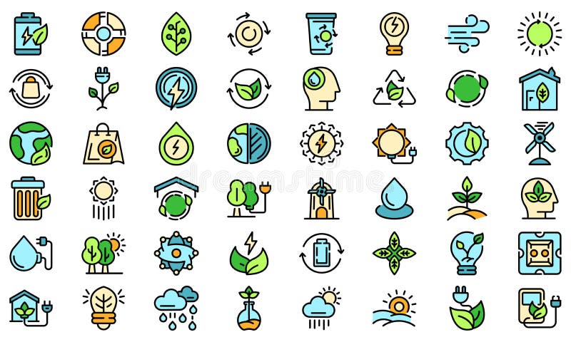 Natural Resources Icons Set Vector Flat Stock Vector - Illustration of ...