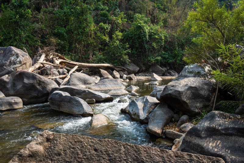 Natural River in the Forest with Rocks Landscape View Stock Photo ...