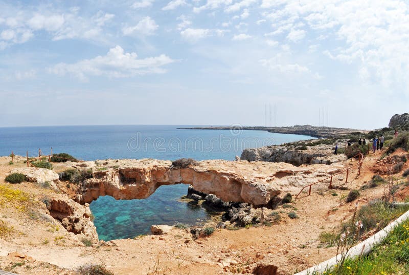 Natural Rock Bridge in Cyprus Stock Photo - Image of coast, cyprus ...