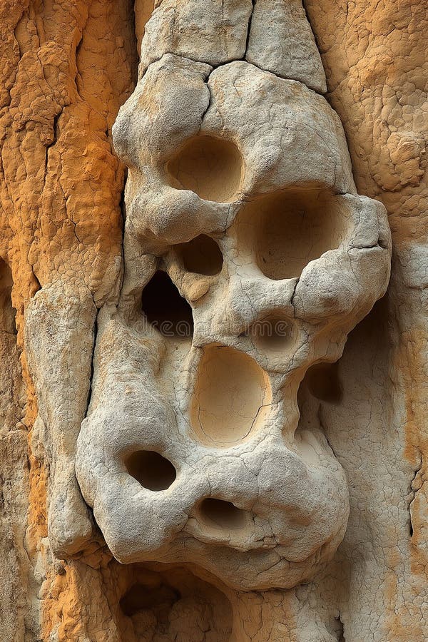 Unique Rock Formation with Natural Holes in a Desert Landscape during ...