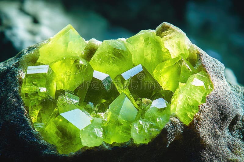 A Natural Rock Formation Featuring a Green Crystal Embedded in the ...