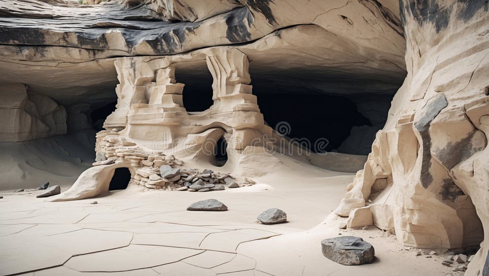 Natural Rock Formation Resembling a Cave with Multiple Openings and ...