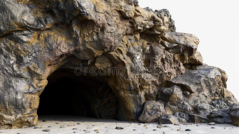 A Natural Rock Formation with a Small Cave Entrance Stock Image - Image ...